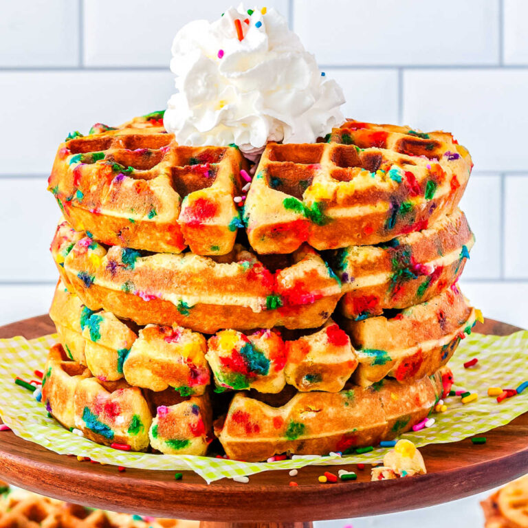Birthday Cake Waffles - The Cozy Fork