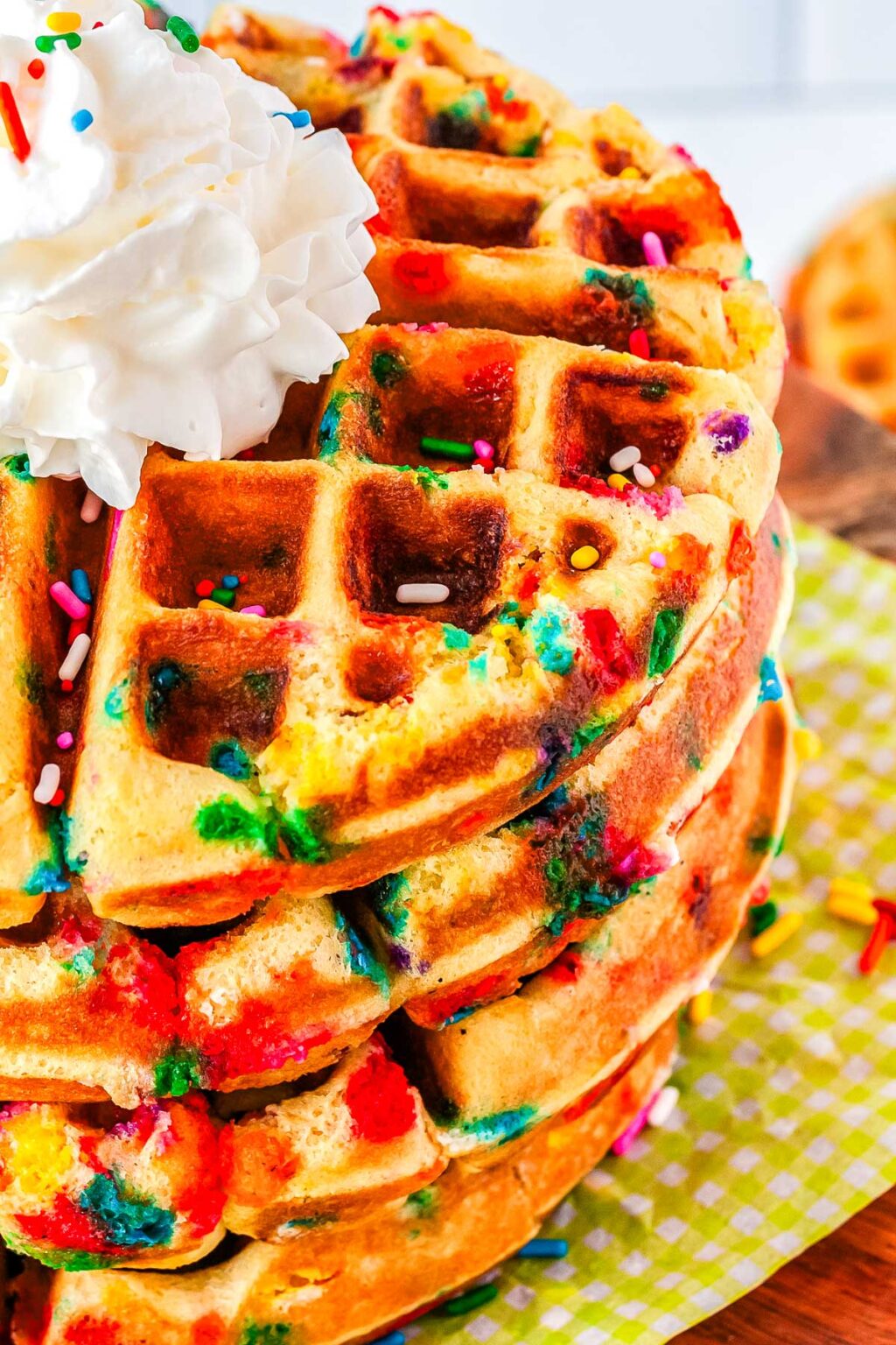 Birthday Cake Waffles - The Cozy Fork