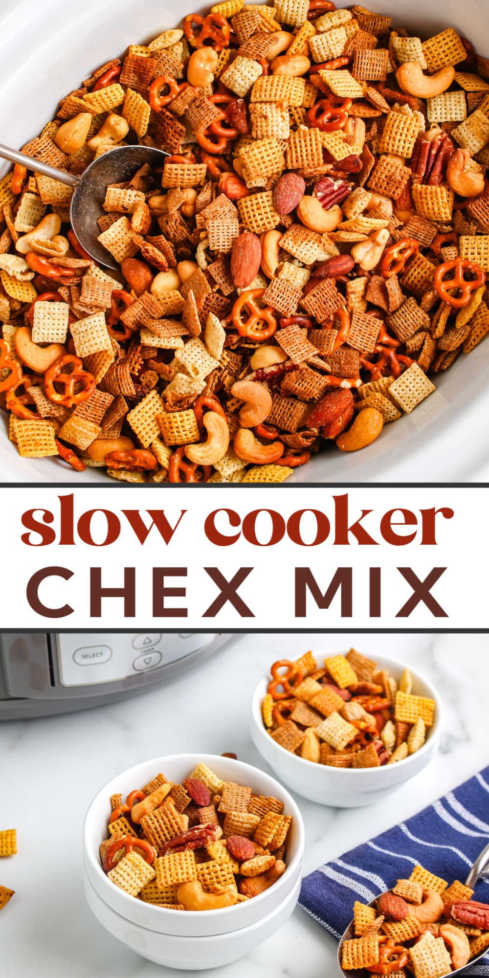 Slow Cooker Chex Mix - The Cozy Fork