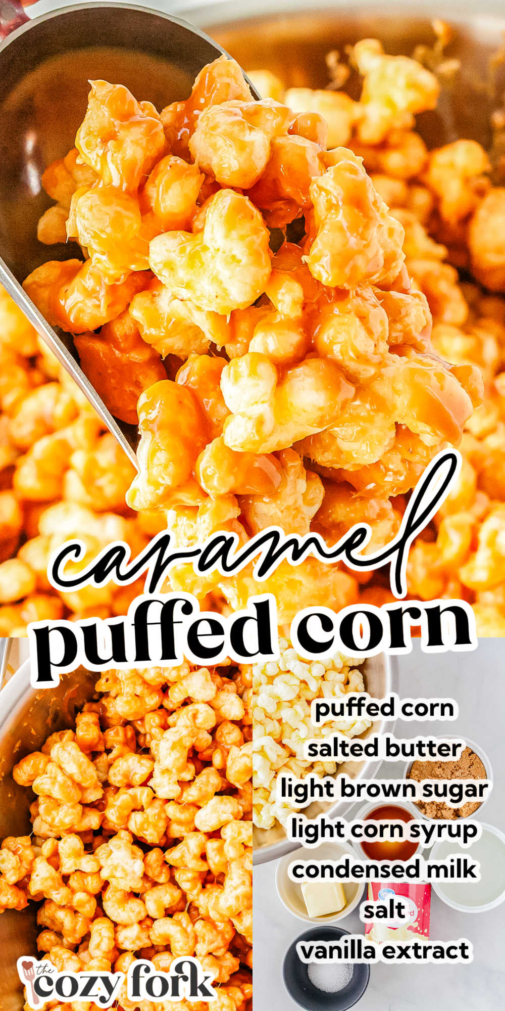 Melt-In-Your-Mouth Caramel Puffed Corn for the Holidays - The Cozy Fork
